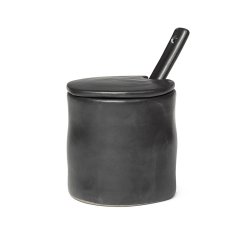 Ferm Living Flow Krukke m/ Låg & Ske Sort│Køb den online her