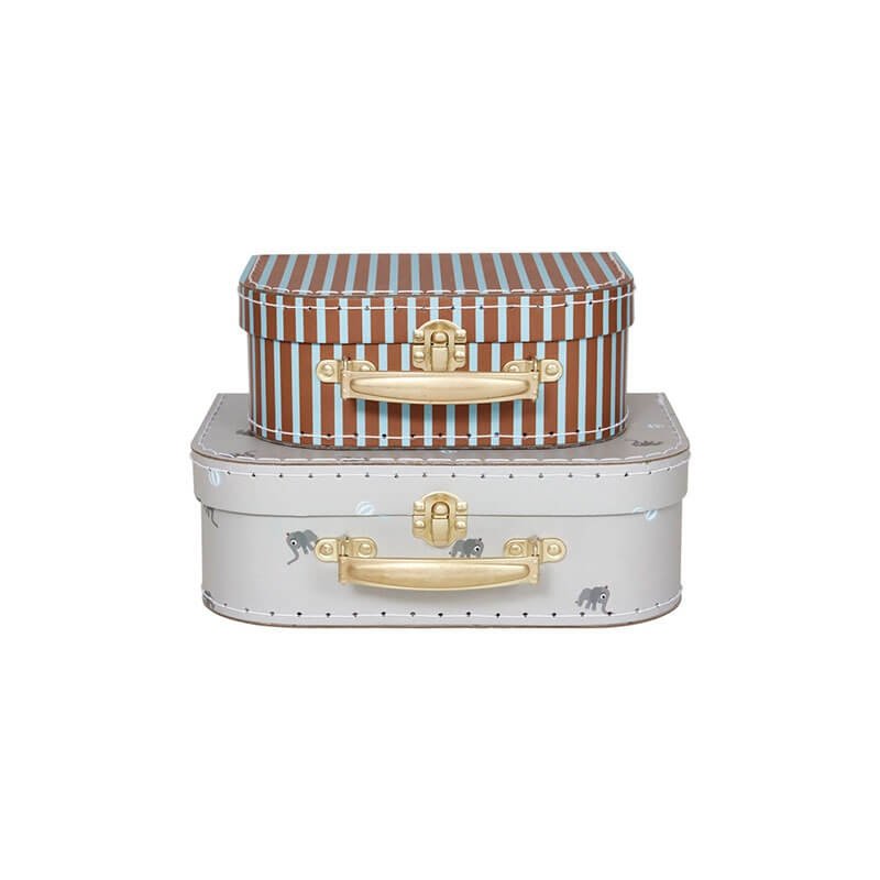 OYOY Mini kuffertsæt med elefant motiv og striber