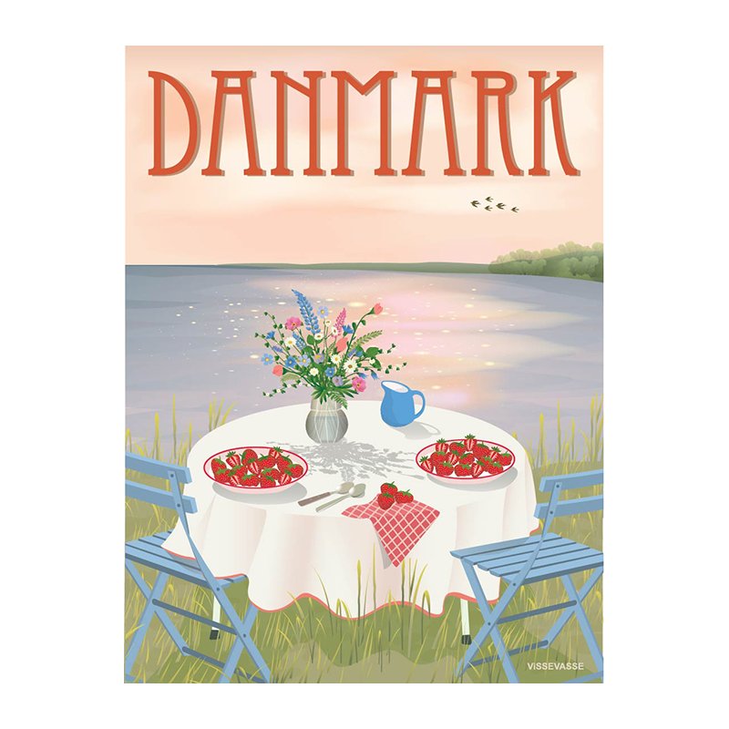 ViSSEVASSE Danmark Plakat Jordbær 50x70 cm│Køb den her