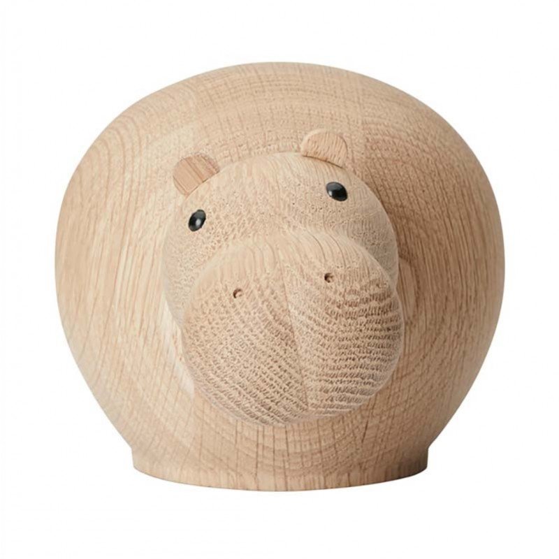 Flot Stor Flodhest Træfigur - Hibo Hippopotamus fra Woud - DesignMe